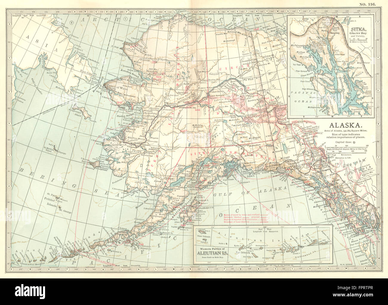 Map of the western portion of the aleutian islands hi-res stock ...