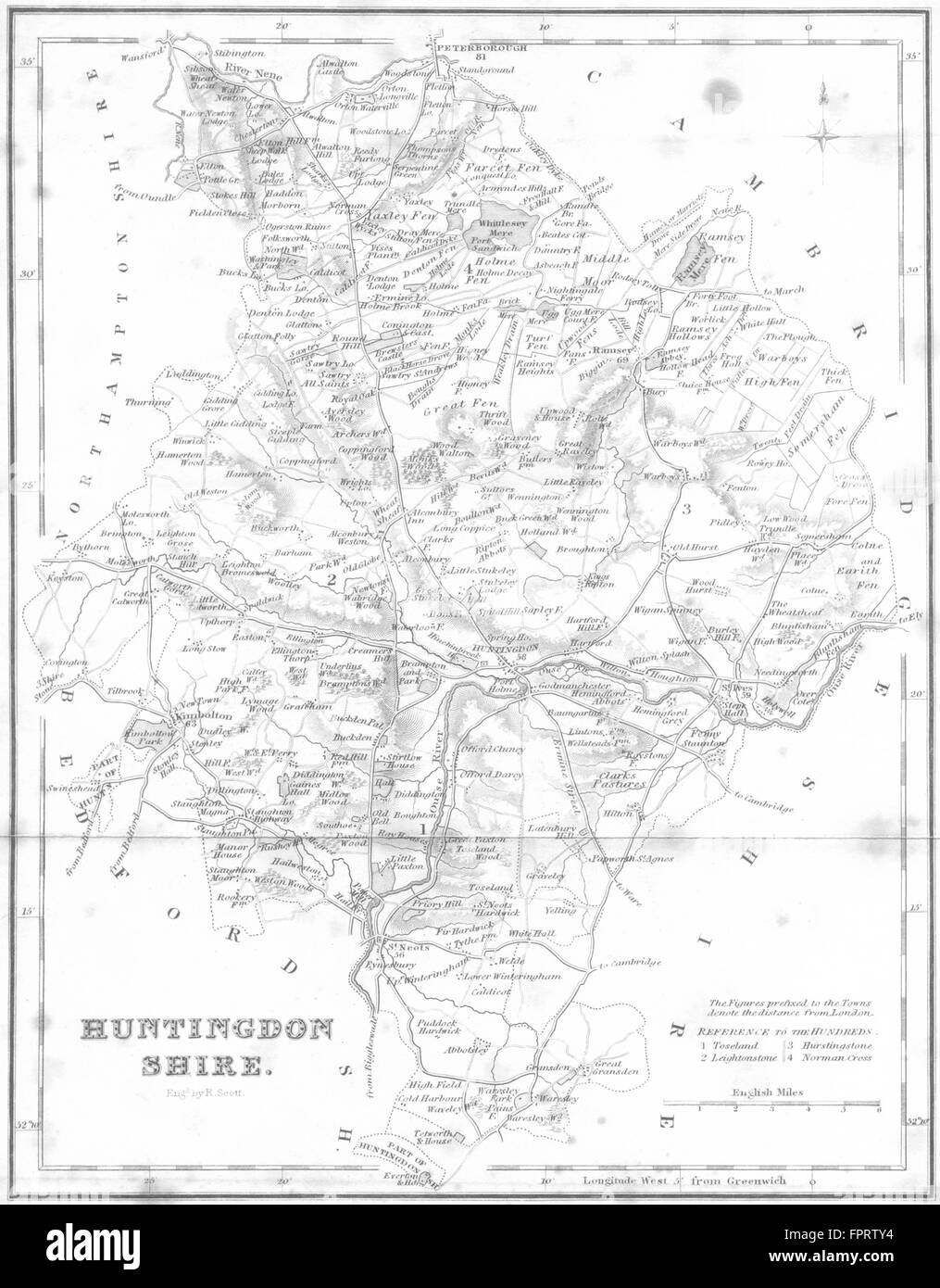 HUNTS: Huntingdonshire: Fullarton, 1844 antique map Stock Photo - Alamy