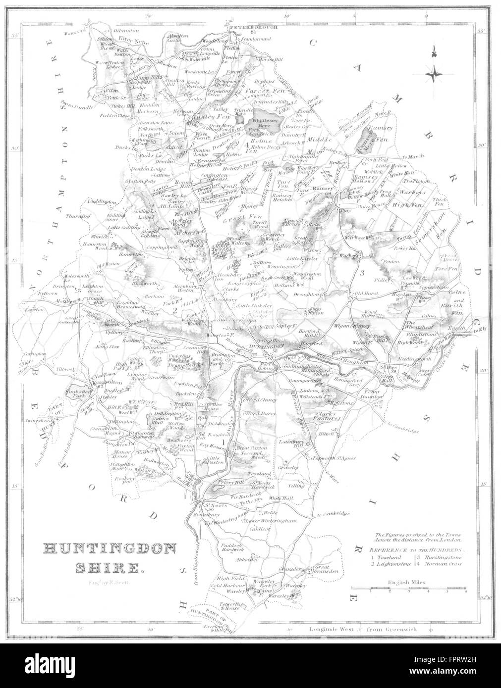 HUNTS: Huntingdonshire: Fullarton, 1844 antique map Stock Photo - Alamy