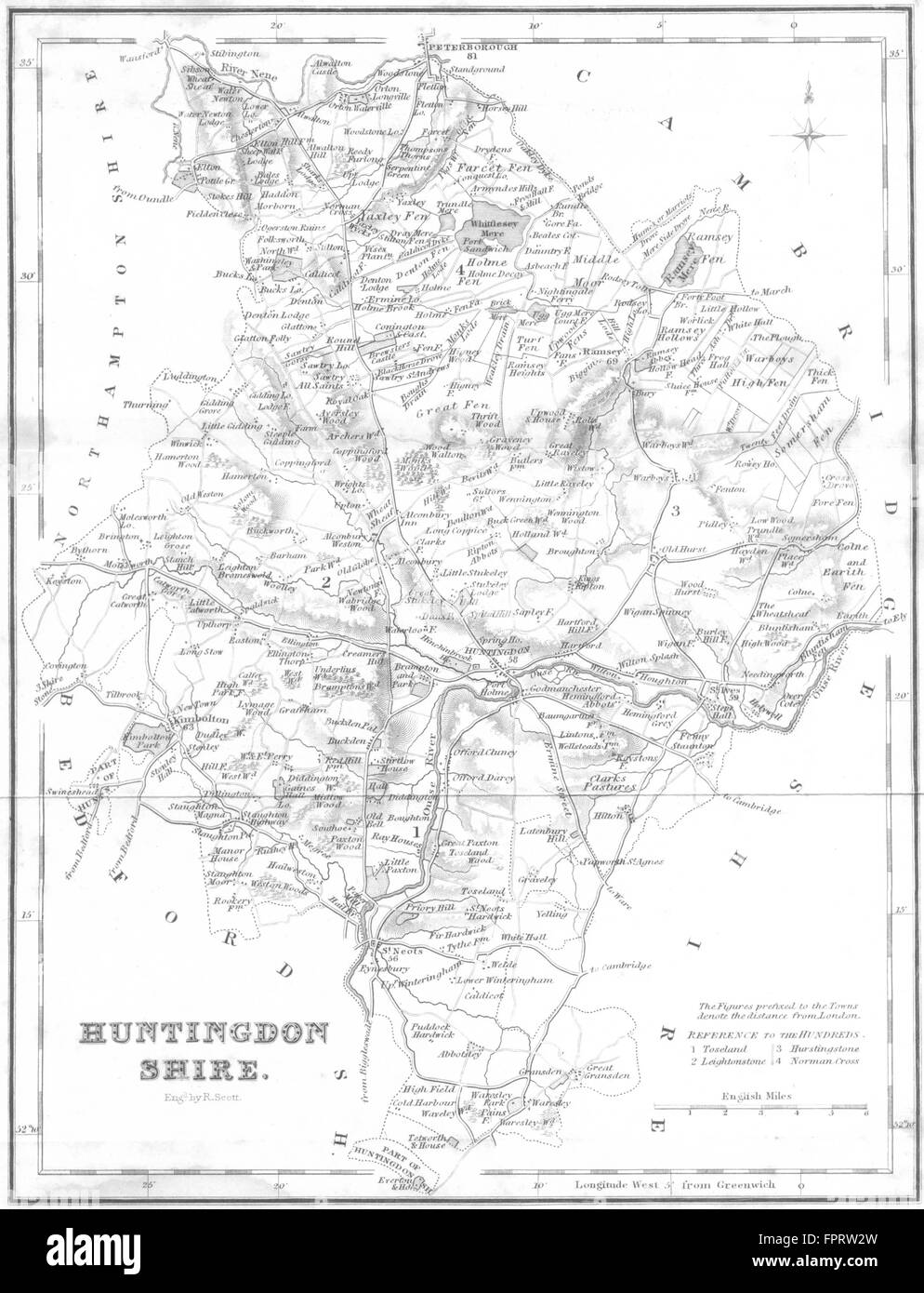 HUNTS: Huntingdonshire: Fullarton, 1844 antique map Stock Photo - Alamy