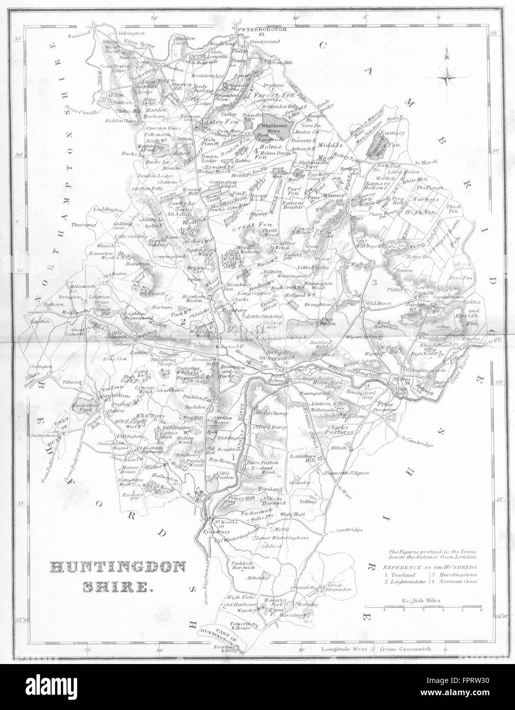 HUNTS: Huntingdonshire: Fullarton, 1844 antique map Stock Photo - Alamy