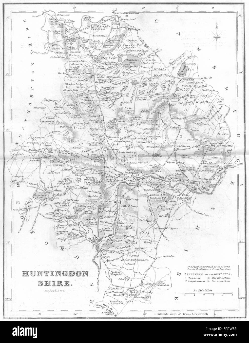 HUNTS: Huntingdonshire: Fullarton, 1841 antique map Stock Photo - Alamy