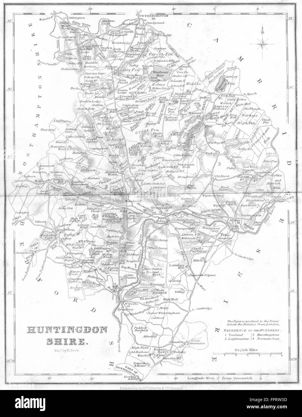 HUNTS: Huntingdonshire: Fullarton, 1844 antique map Stock Photo - Alamy