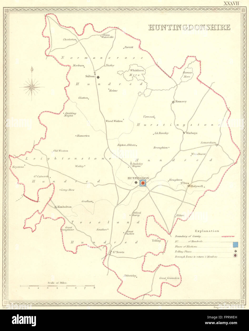 Huntingdonshire outline map hi-res stock photography and images - Alamy