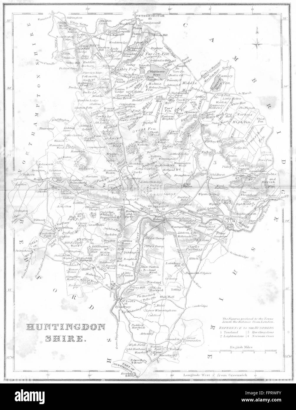HUNTS: Huntingdonshire: Fullarton, 1844 antique map Stock Photo - Alamy