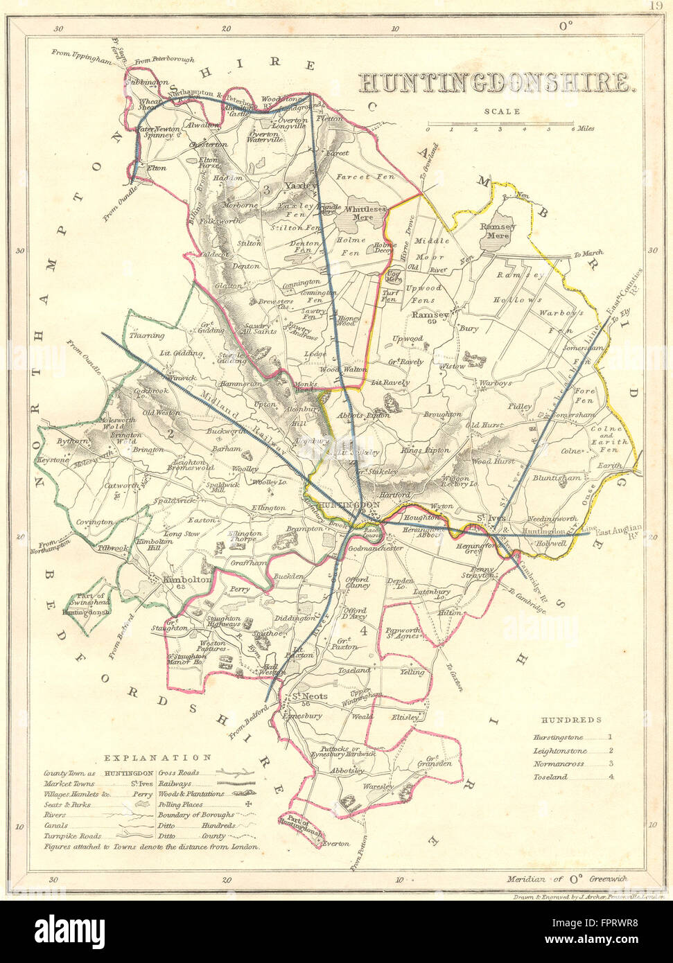 Huntingdonshire outline map hi-res stock photography and images - Alamy
