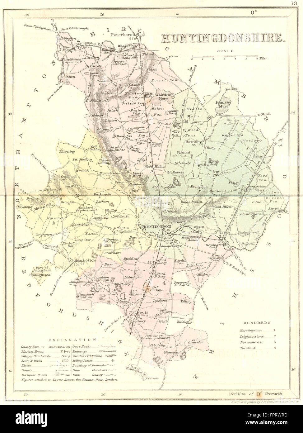 HUNTS: Huntingdonshire: Archer Dugdale, c1840 antique map Stock Photo ...