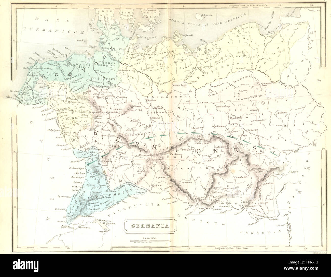 GERMANY: Germania: Butler Hall Classical, 1861 antique map Stock Photo ...