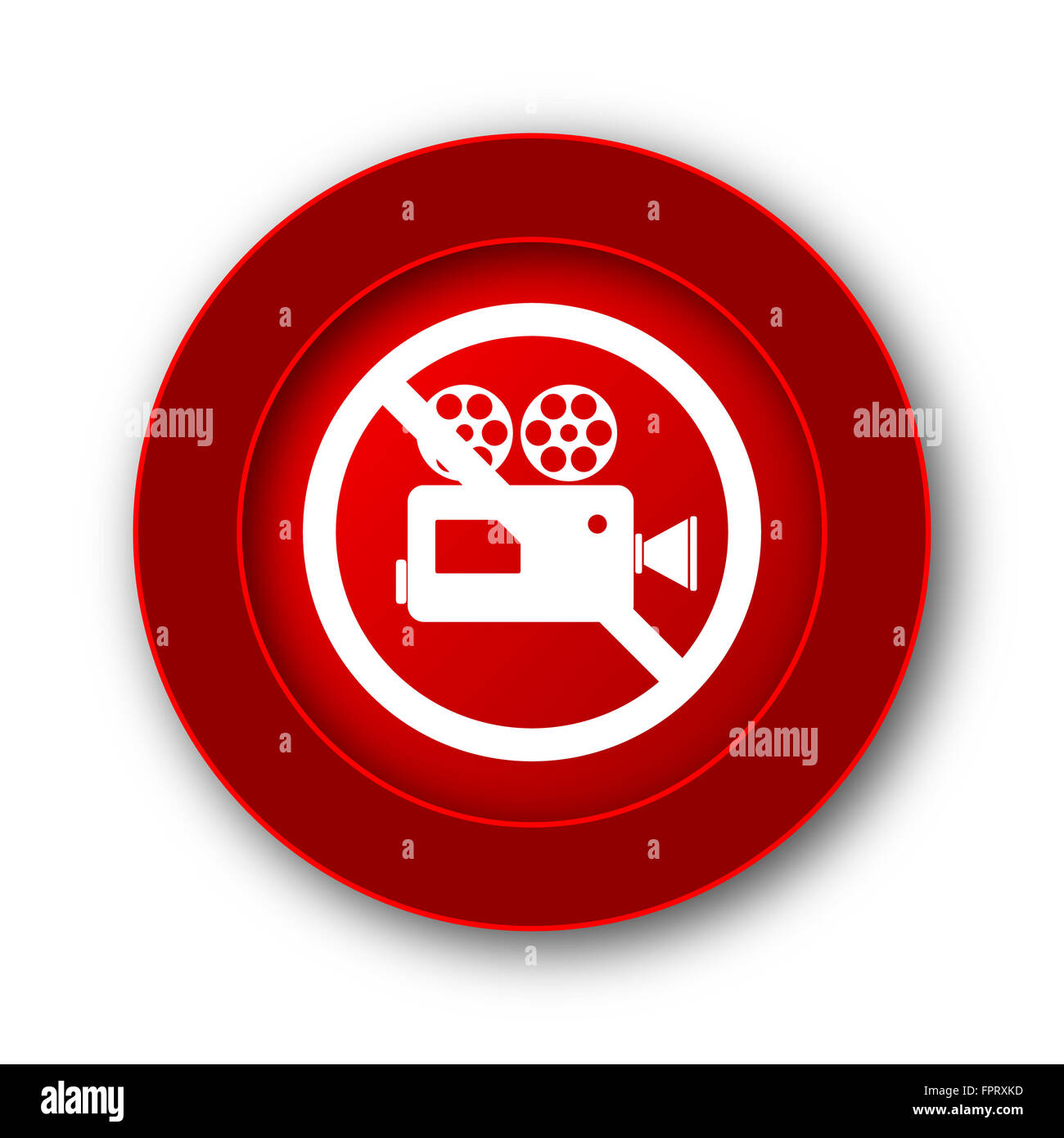 Forbidden video camera icon. Internet button on white background Stock ...
