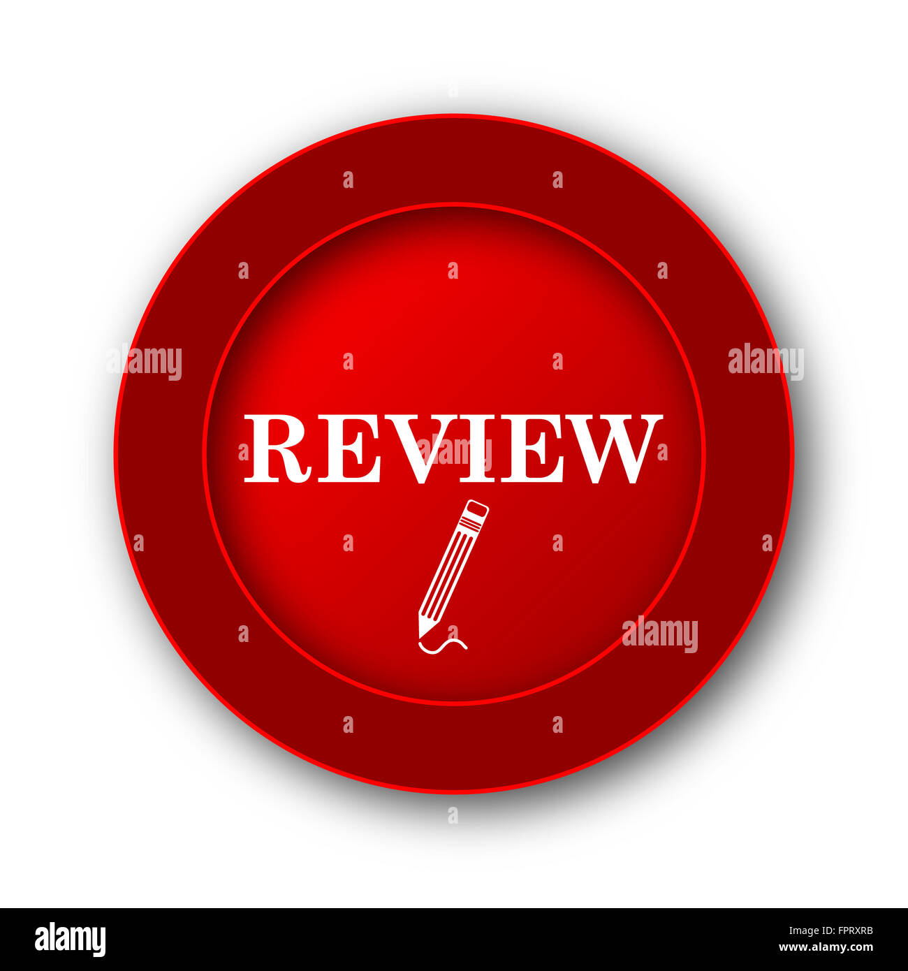 Review icon. Internet button on white background Stock Photo - Alamy