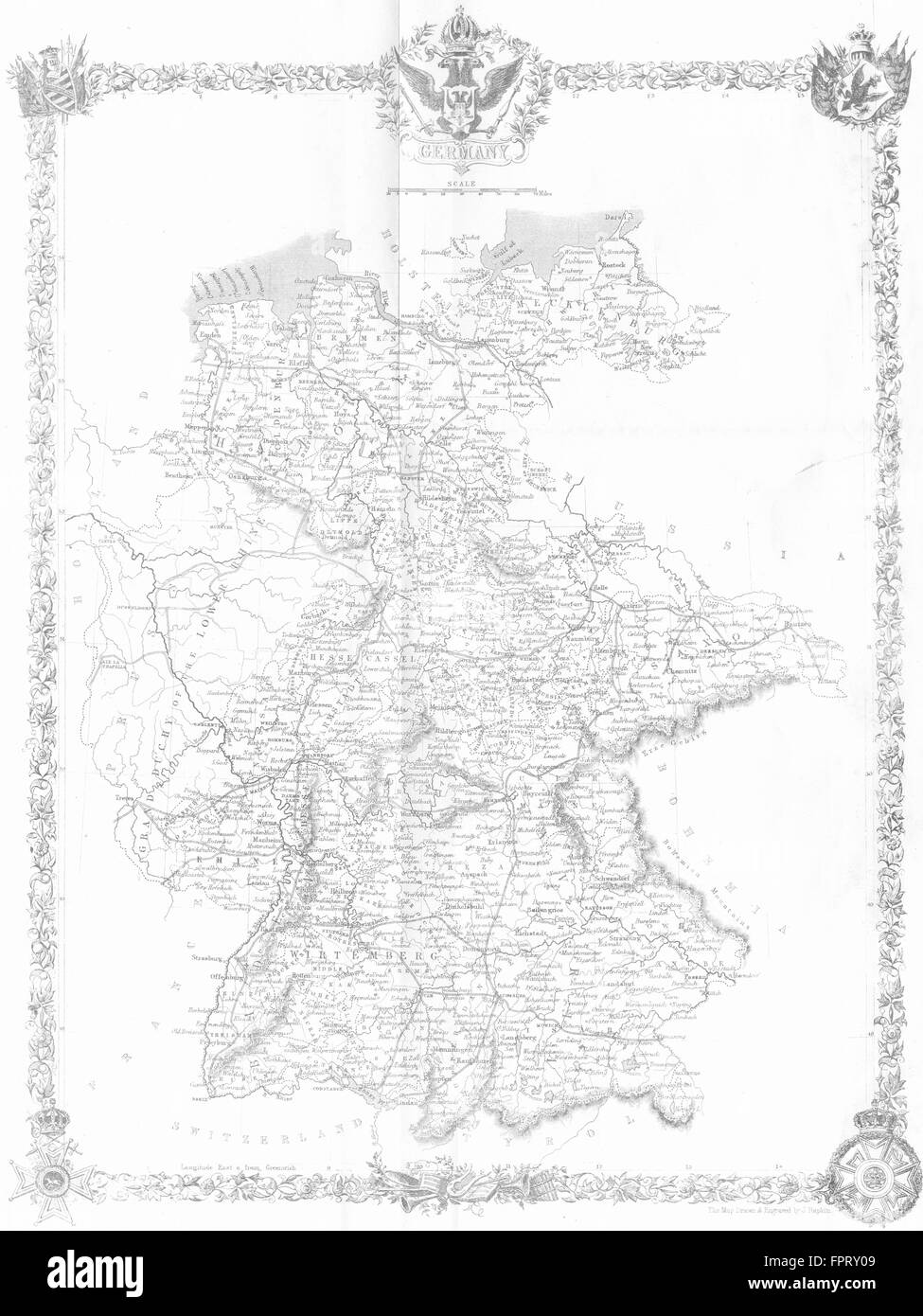 GERMANY: Rapkin Wright, 1860 antique map Stock Photo - Alamy