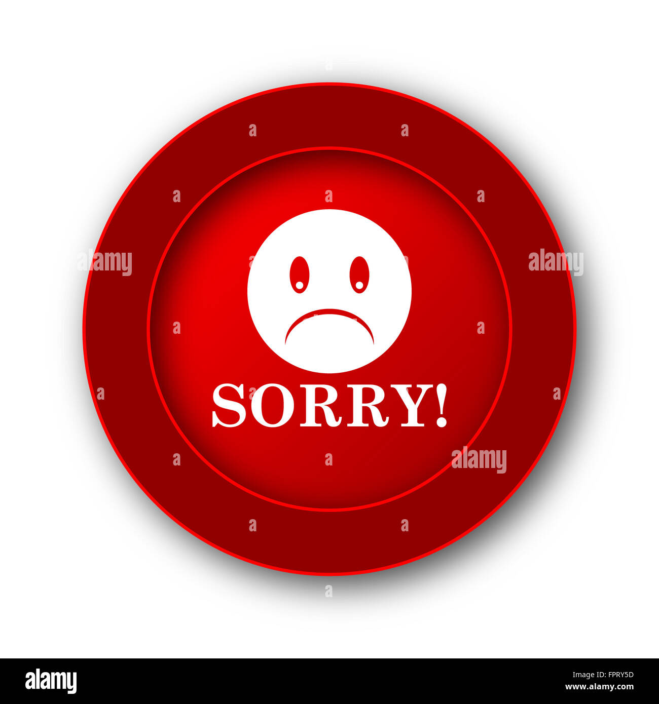 Sorry icon. Internet button on white background Stock Photo - Alamy