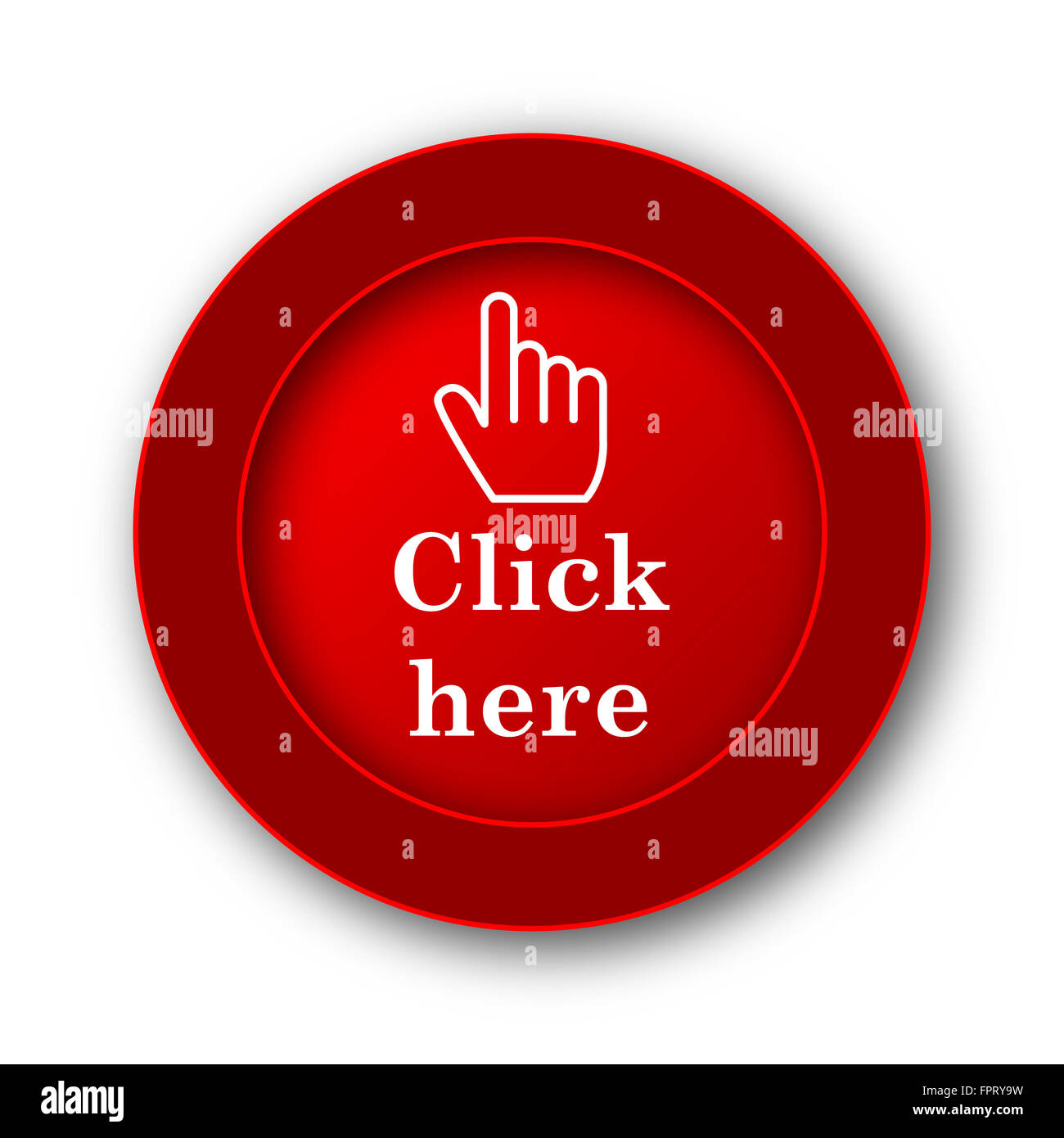 Click here icon. Internet button on white background Stock Photo - Alamy