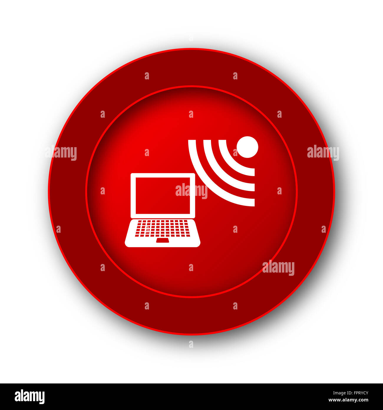 Wireless laptop icon. Internet button on white background Stock Photo ...