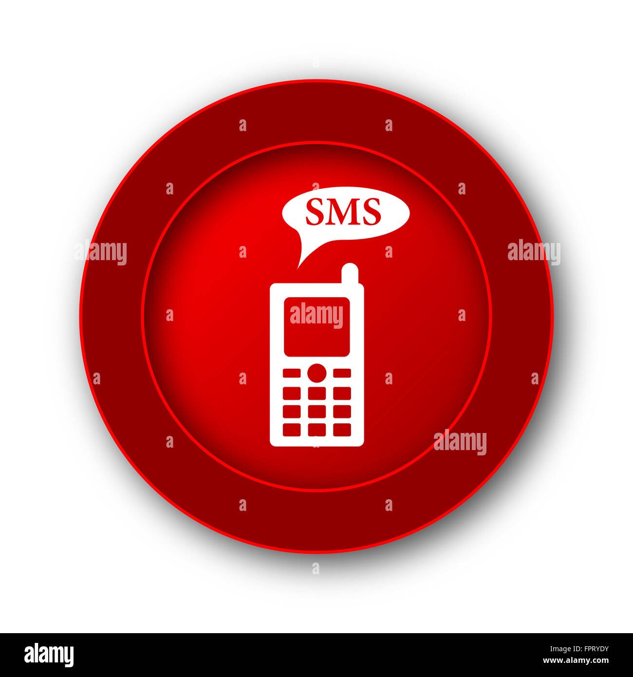 SMS icon. Internet button on white background Stock Photo - Alamy