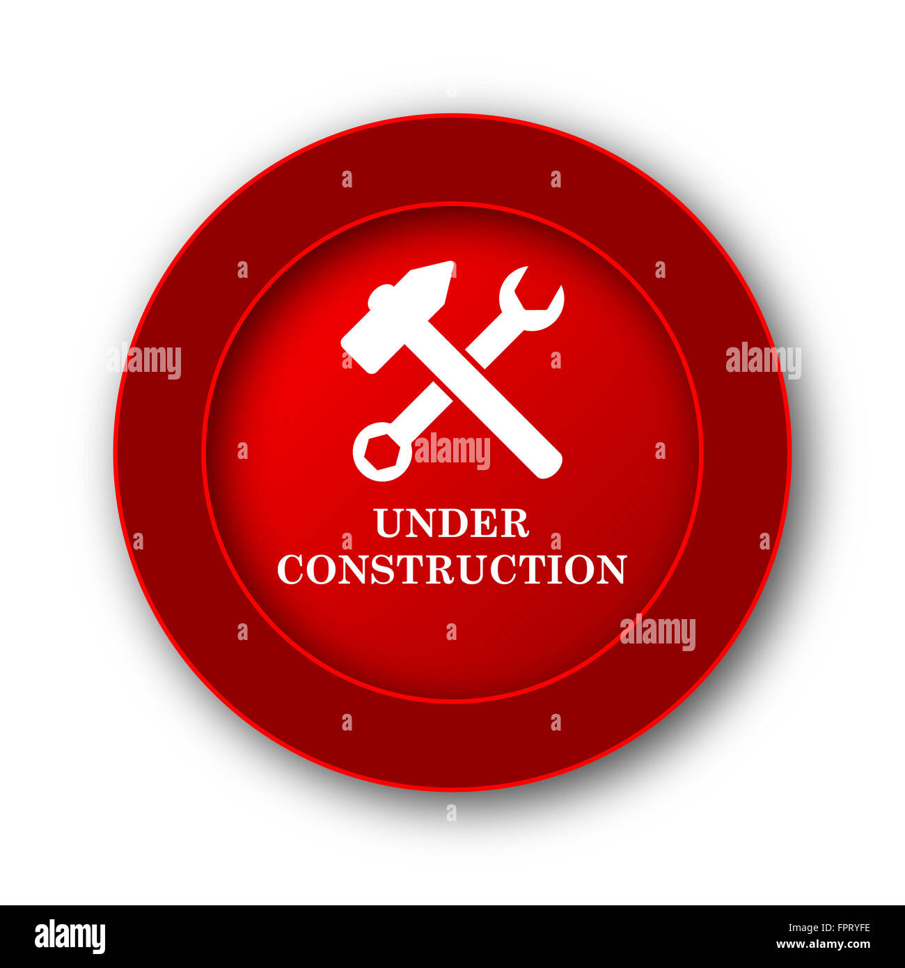 Under construction icon. Internet button on white background Stock ...