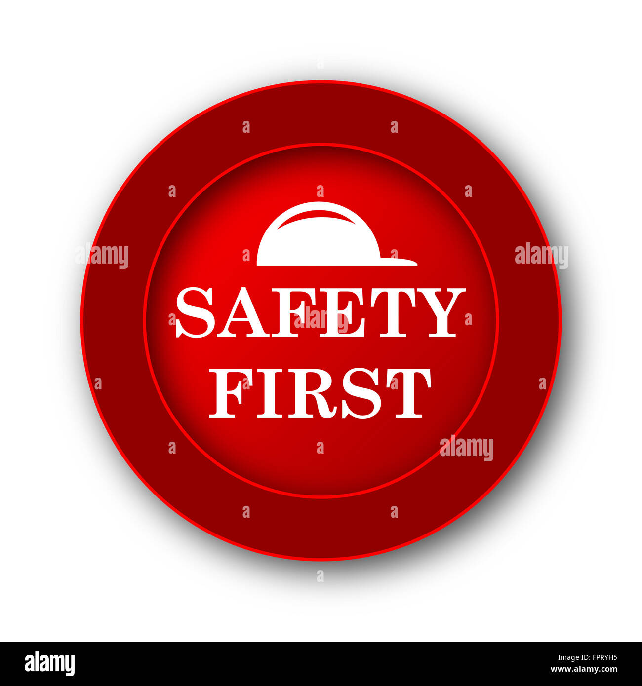 Safety first icon. Internet button on white background Stock Photo - Alamy