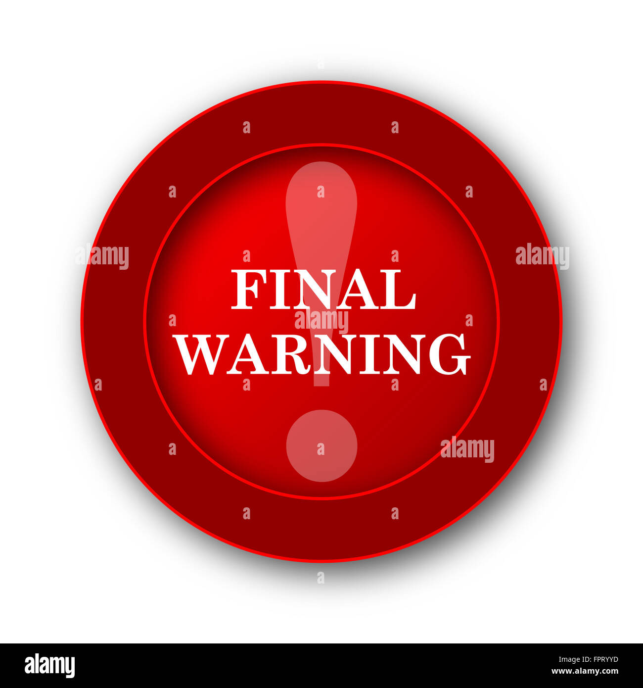 Final warning icon. Internet button on white background Stock Photo - Alamy