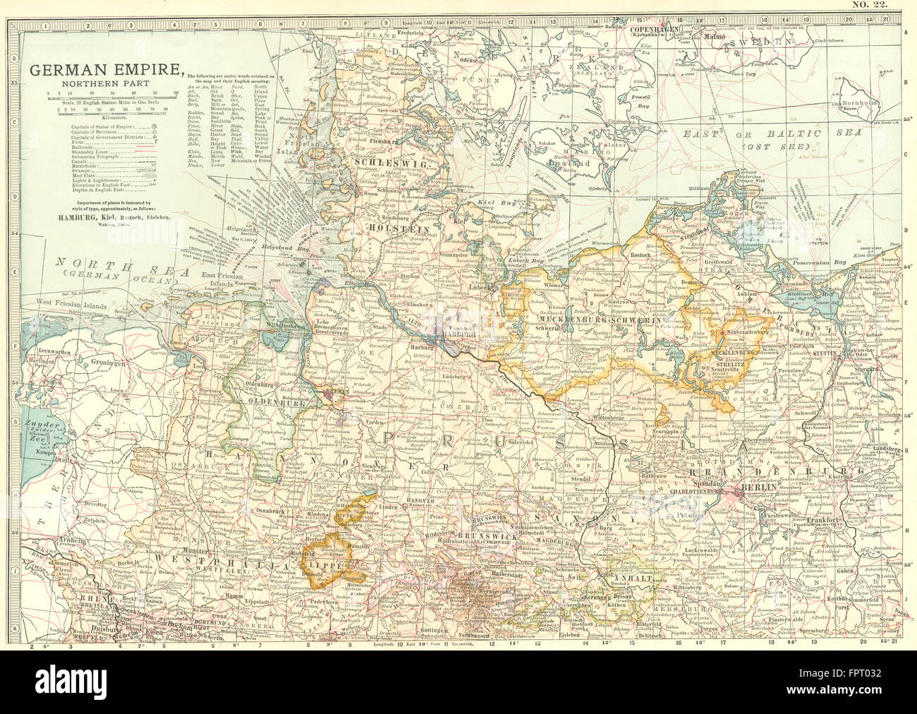 GERMANY: German Empire, North, 1903 antique map Stock Photo - Alamy