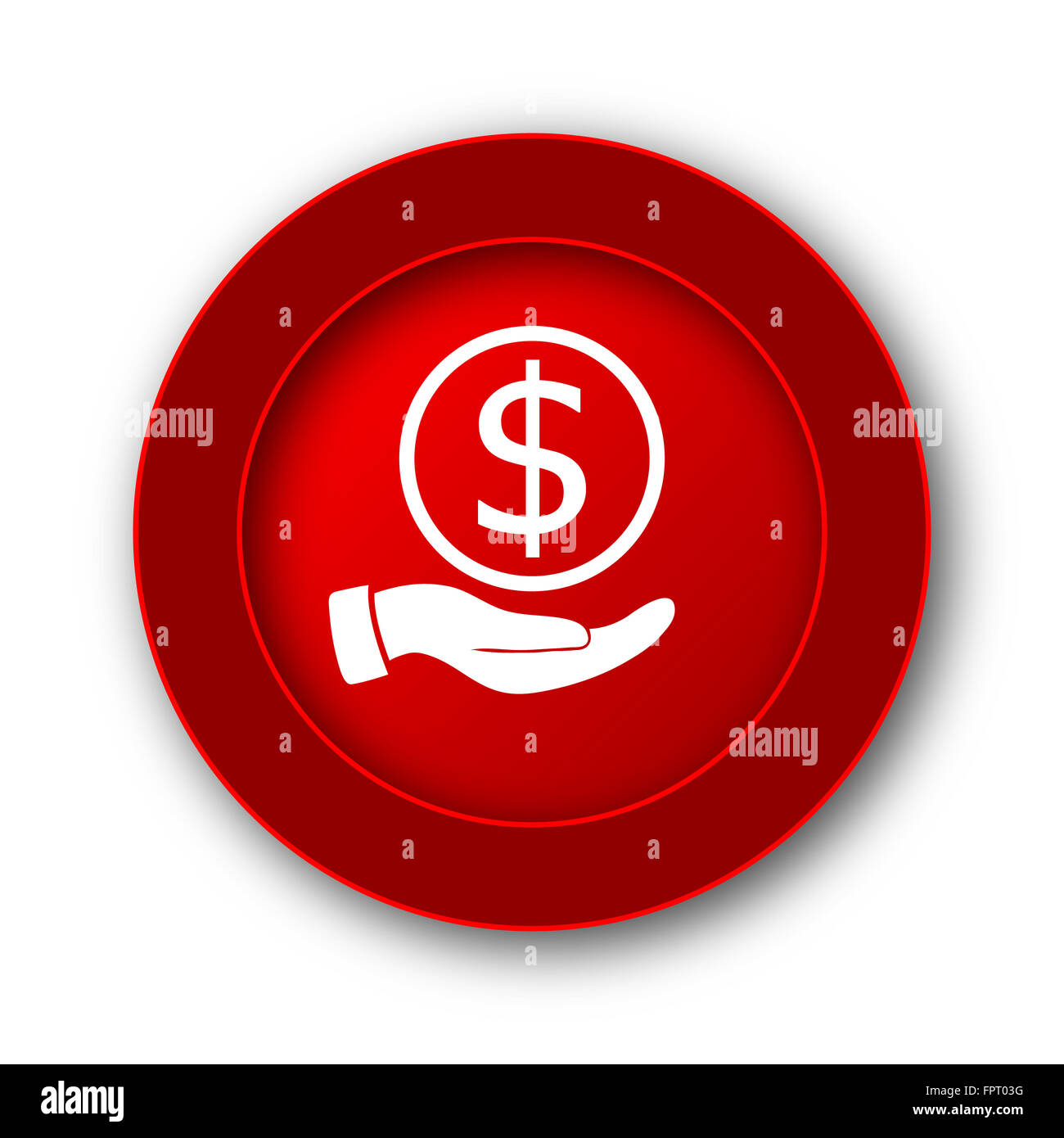 Money in hand icon. Internet button on white background Stock Photo - Alamy