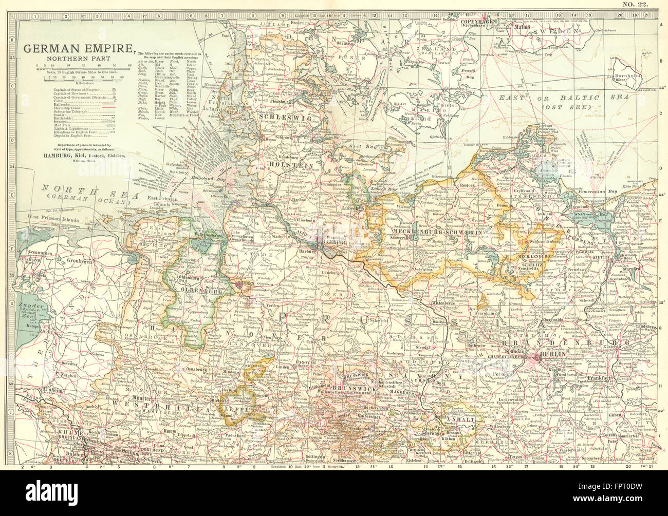 GERMANY: German Empire, North, 1903 antique map Stock Photo - Alamy