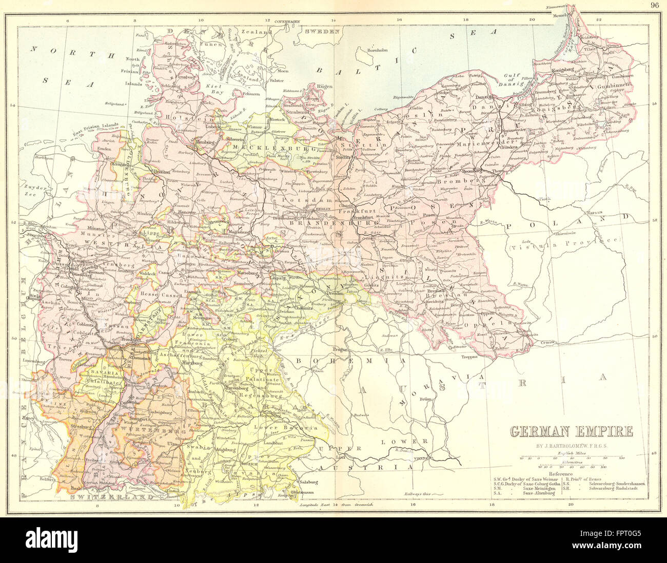 GERMANY: German Empire: Collins, 1876 antique map Stock Photo - Alamy