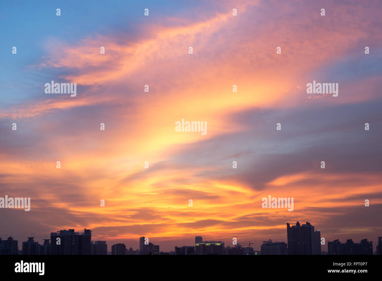 flaming cloud at night and Guangzhou city skyline Stock Photo - Alamy