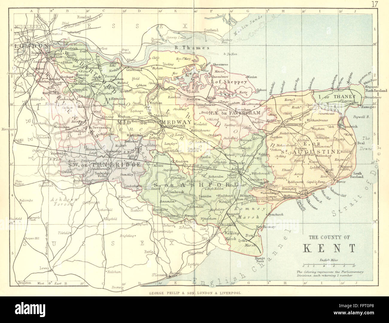 Antique map of kent england hi-res stock photography and images - Alamy