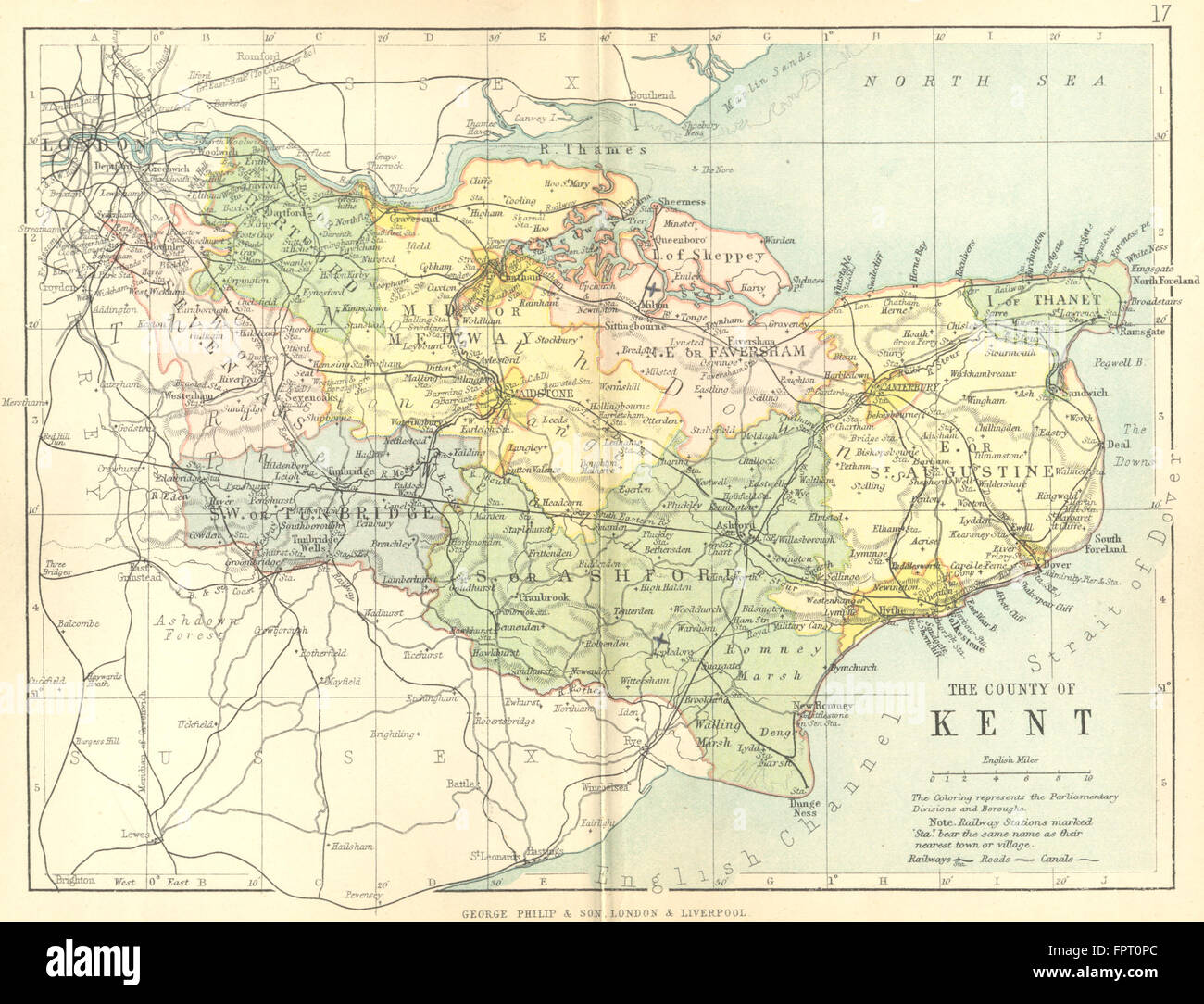 Antique map of kent england hi-res stock photography and images - Alamy