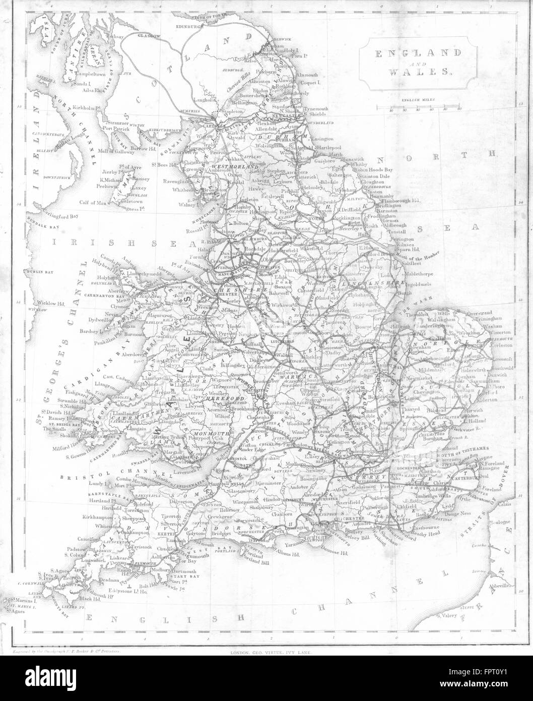 UK: England Wales: Becker Virtue, 1840 antique map Stock Photo - Alamy