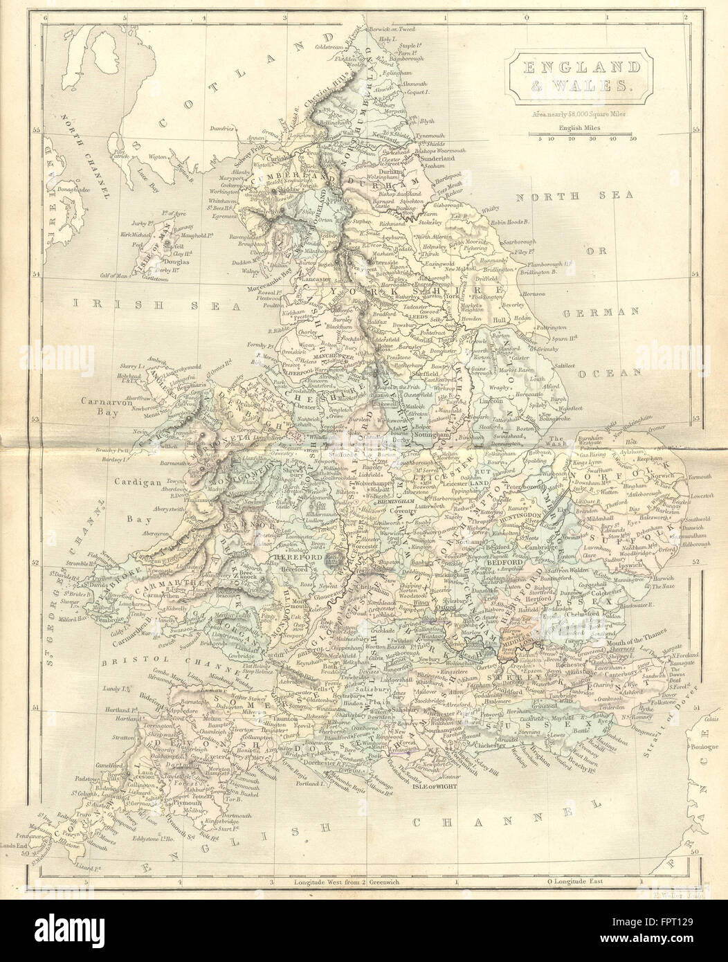 ENGLAND: England Wales: Butler, 1869 antique map Stock Photo - Alamy