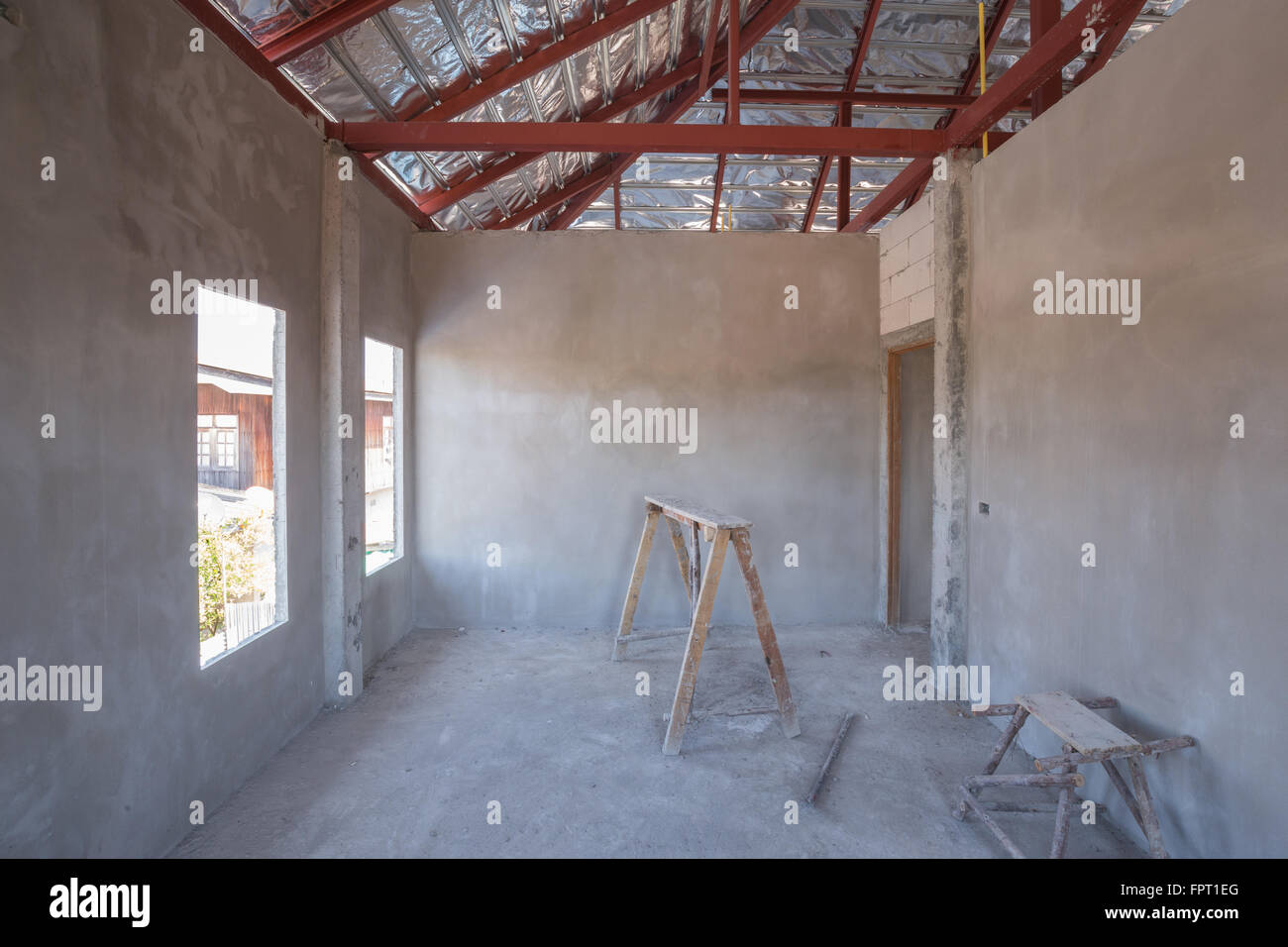 unfinished room of inside house under construction Stock Photo - Alamy