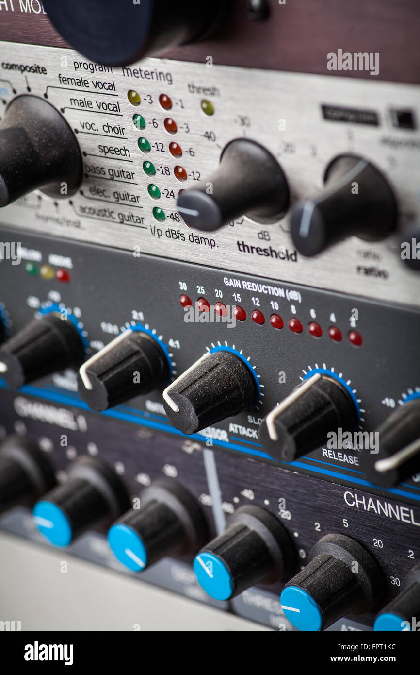 Color image of many buttons in a sound recording studio Stock Photo - Alamy