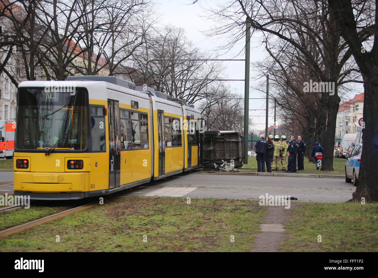 A tram crashes into a TNT delivery truck in the morning at Wisbyer ...