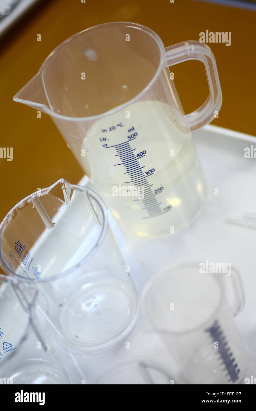 Color image of some plastic recipients in a chemistry lab Stock Photo ...