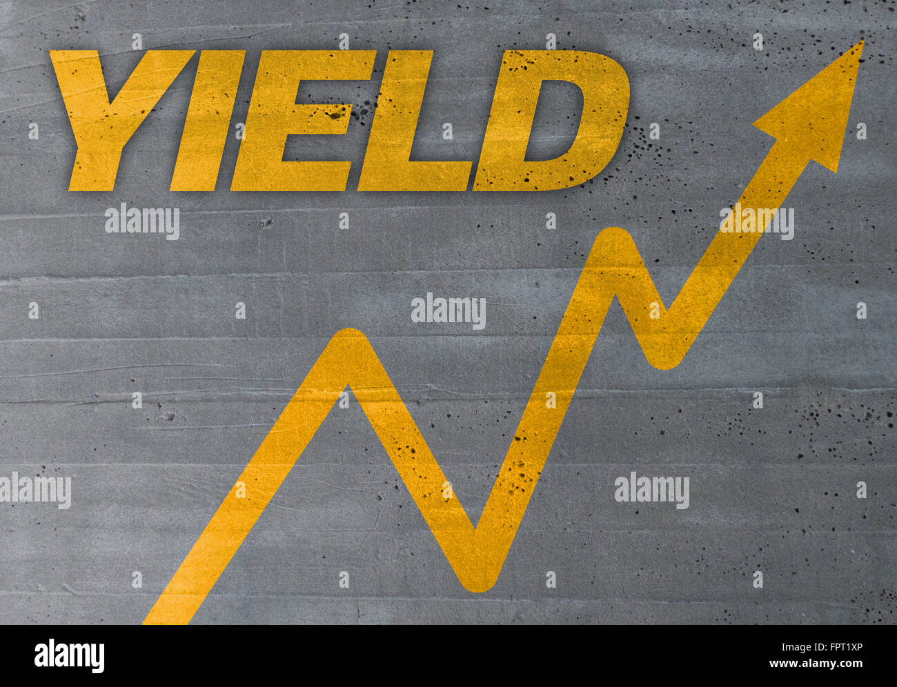 yield graph concept on cement texture background Stock Photo - Alamy
