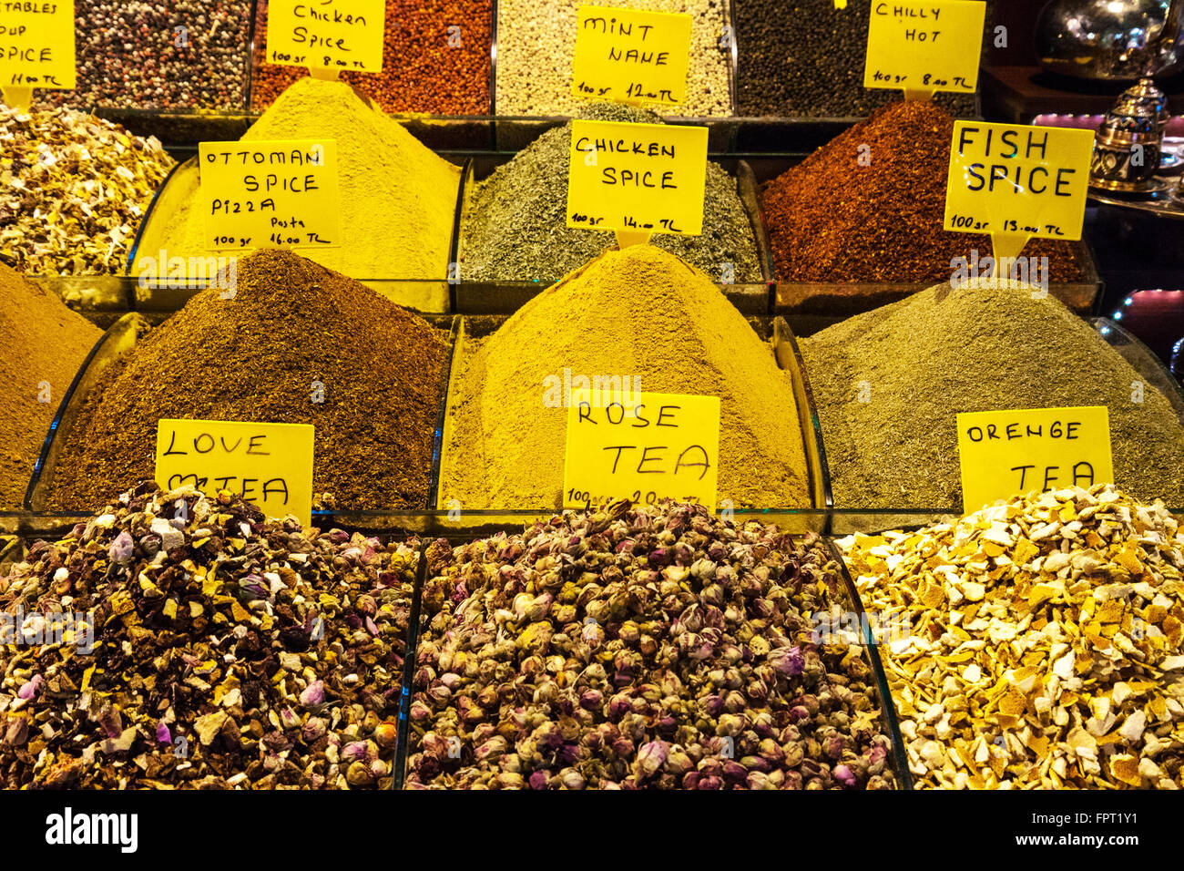 Teas and Spices on Egyptian and the Grand Bazaar in Istanbul. Turkey ...