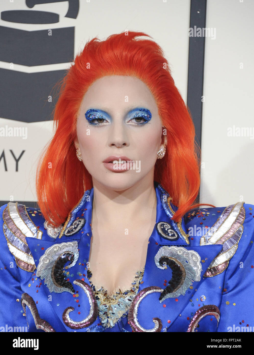 The 58th Annual Grammy Awards Arrivals Featuring: Lady Gaga Where: Los ...