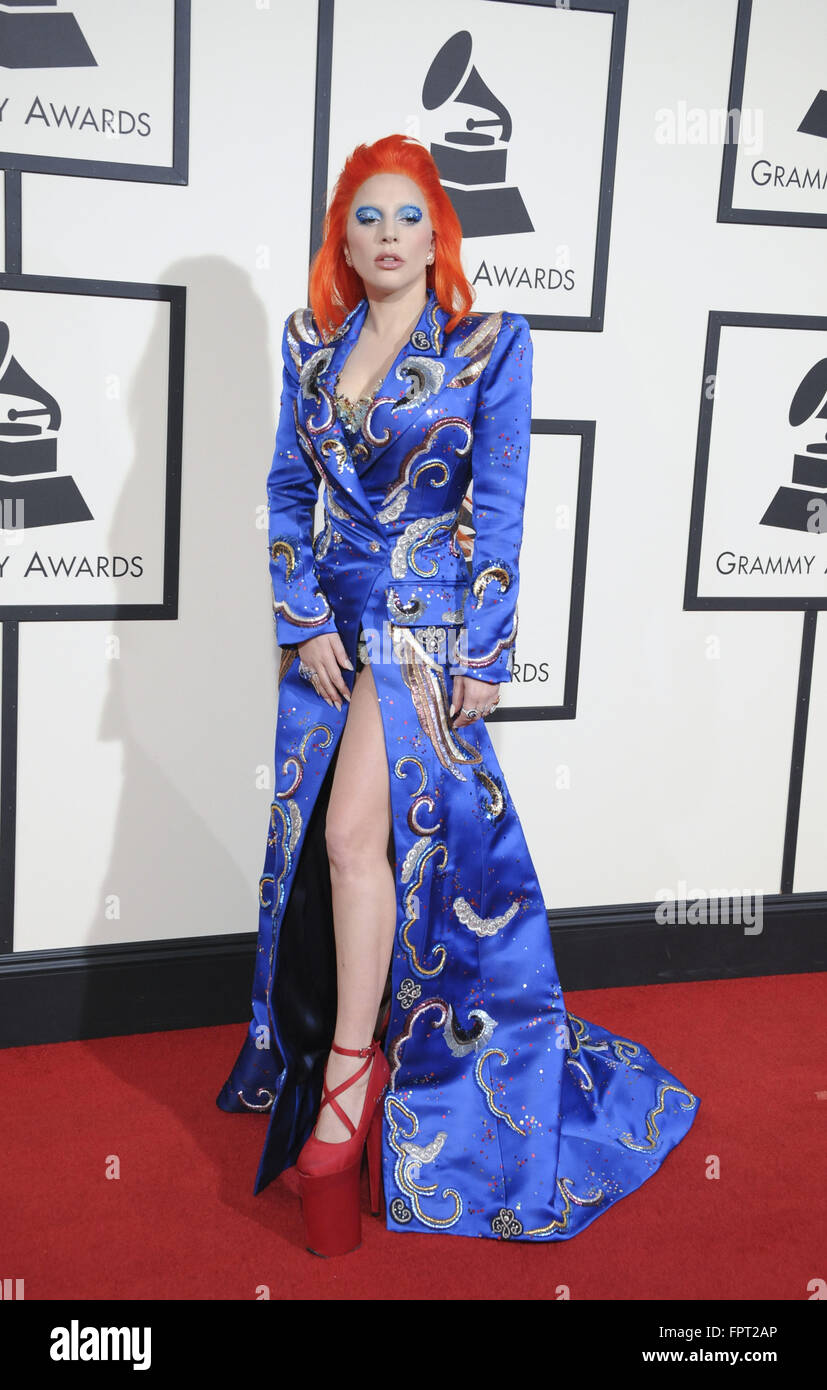 The 58th Annual Grammy Awards Arrivals Featuring: Lady Gaga Where: Los ...