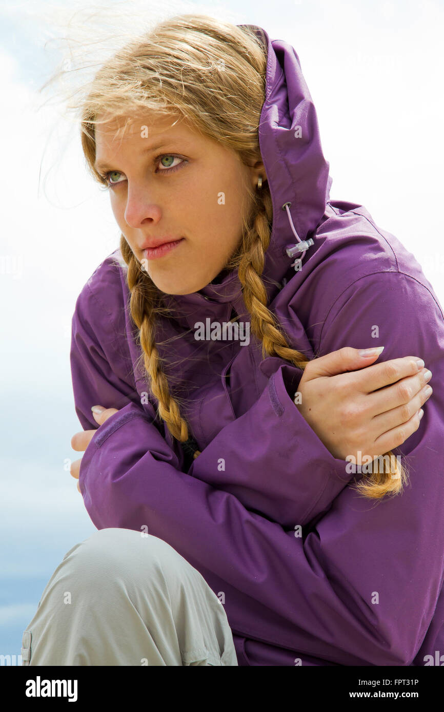 Young freezing woman Stock Photo - Alamy