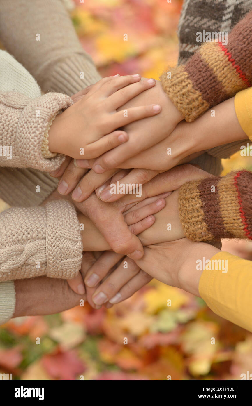 Hands of a family Stock Photo - Alamy