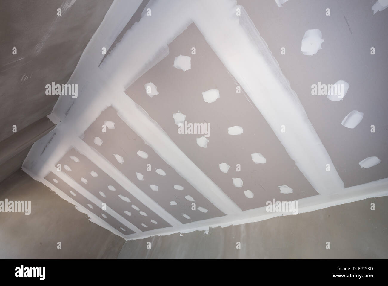 gypsum board ceiling of house at construction site Stock Photo - Alamy