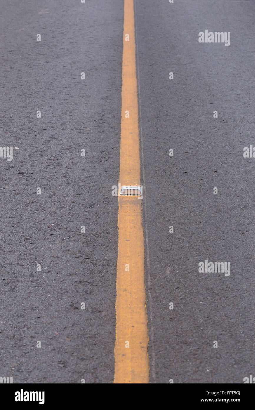yellow road line with asphalt road Stock Photo - Alamy