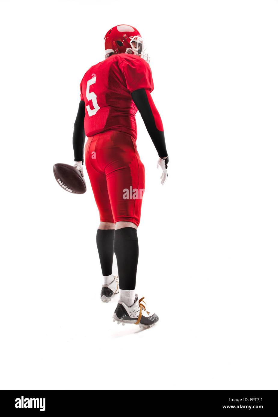 The back view of caucasian fitness man as american football player ...