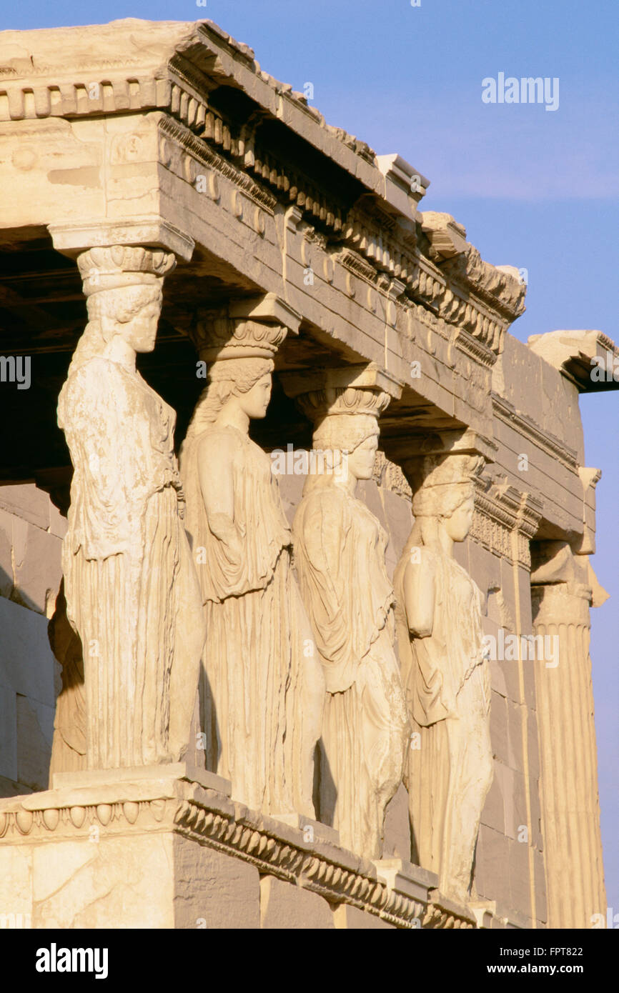 Caryatids Of The Erechtheion, The Parthenon, Athens, Greece Stock Photo ...