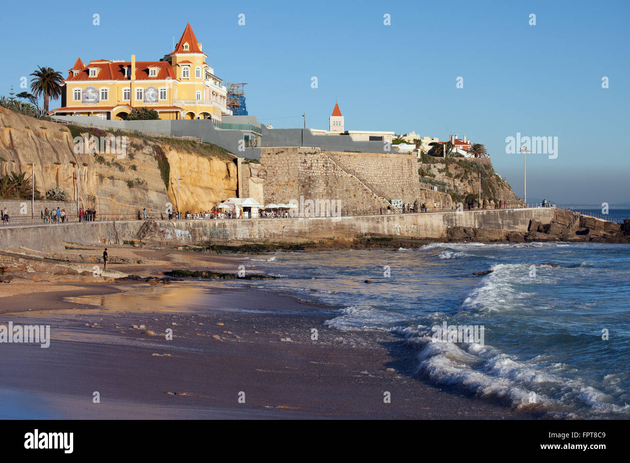Portugal, Estoril, resort town, high cliff of Praia Da Poca beach by ...