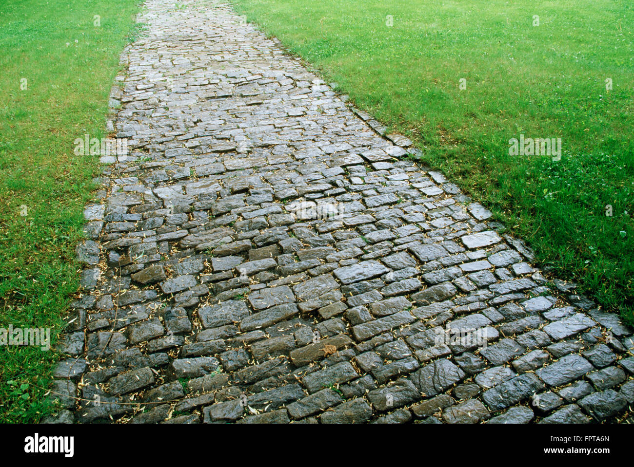 Cobblestone Path, Cesky Krumlov, Czech Republic Stock Photo - Alamy