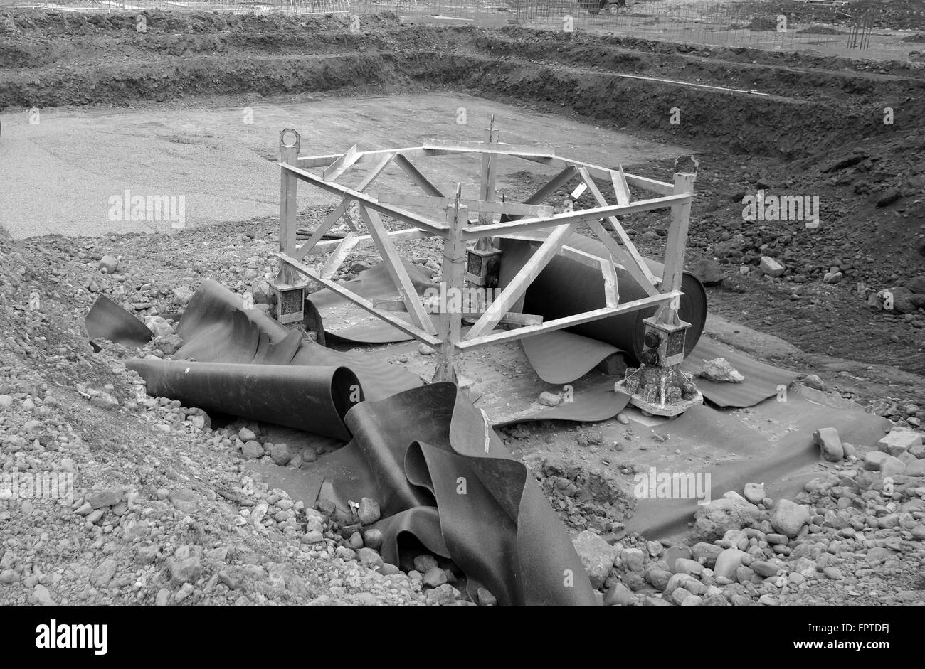 The base of a tower crane ready for the delivery of the monster machine ...