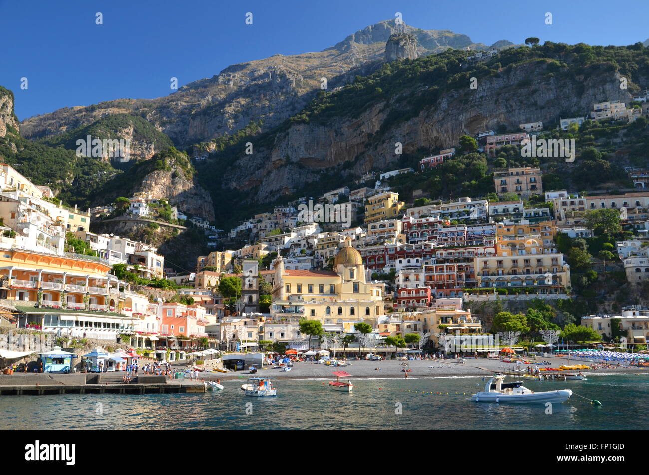 Picturesque view of village Positano, Italy. Positano is famous summer ...