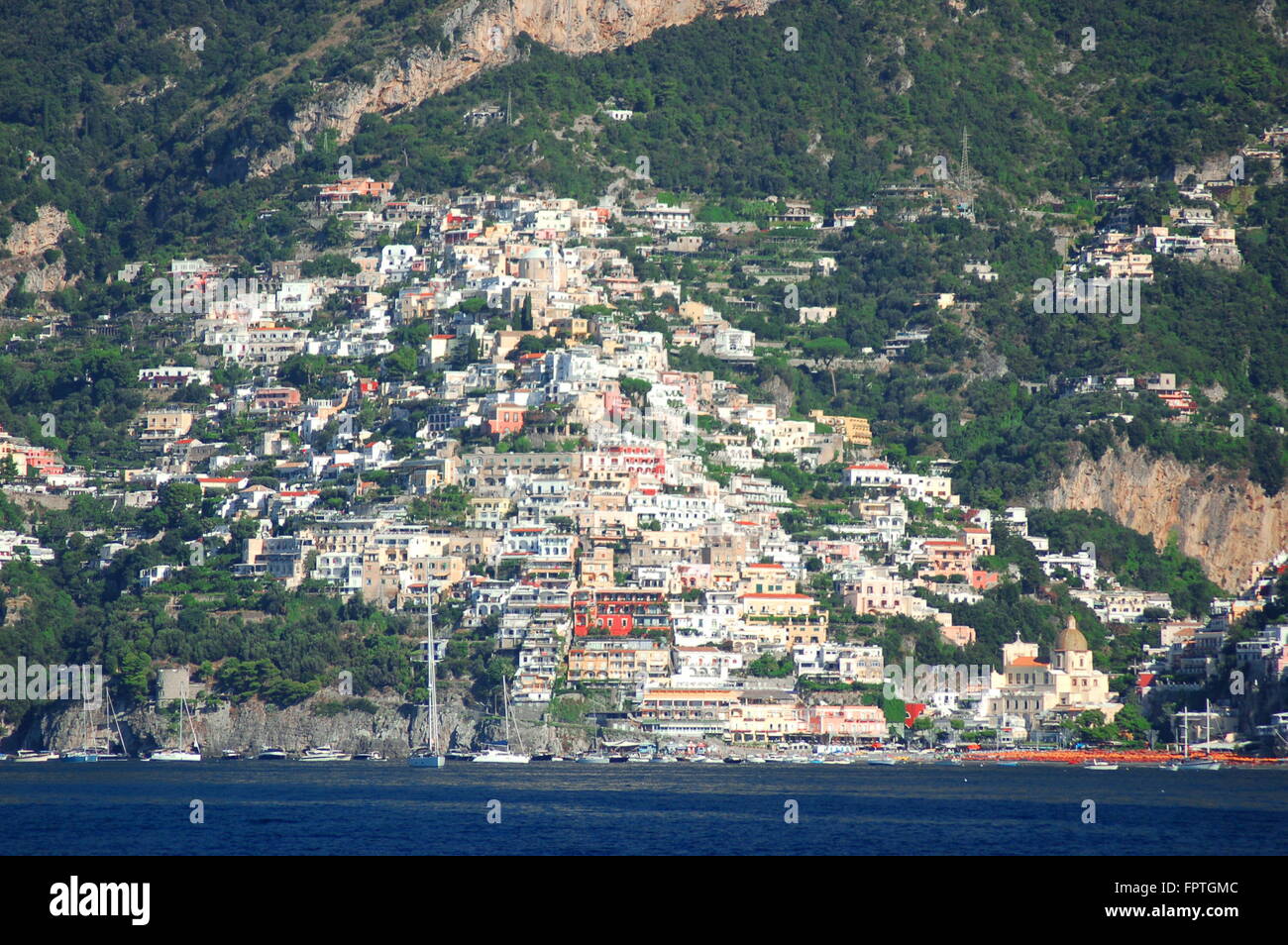 Picturesque view of village Positano, Italy. Positano is famous summer ...
